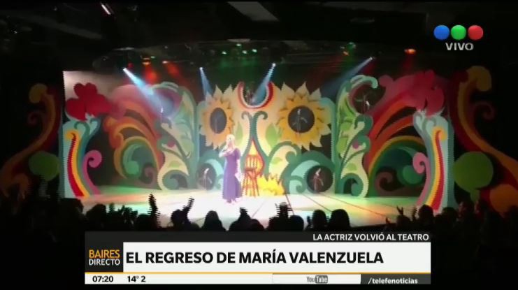 Emotivo regreso de María Valenzuela al teatro | Telefe Noticias